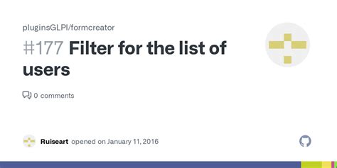 Filter For The List Of Users · Issue 177 · Pluginsglpiformcreator