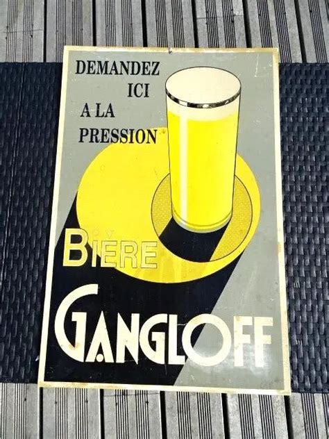 GRAND PANNEAU CARTON BIERE GANGLOFF Besançon Franche Comté RARE