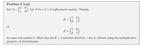 solved let a acbd let e be a 2×2 replacement matrix