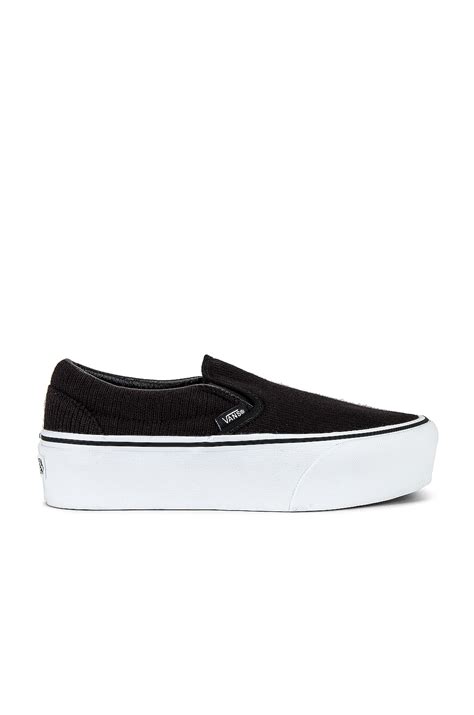 Vans Classic Slip On Stackform Sneaker In Black And True White Revolve