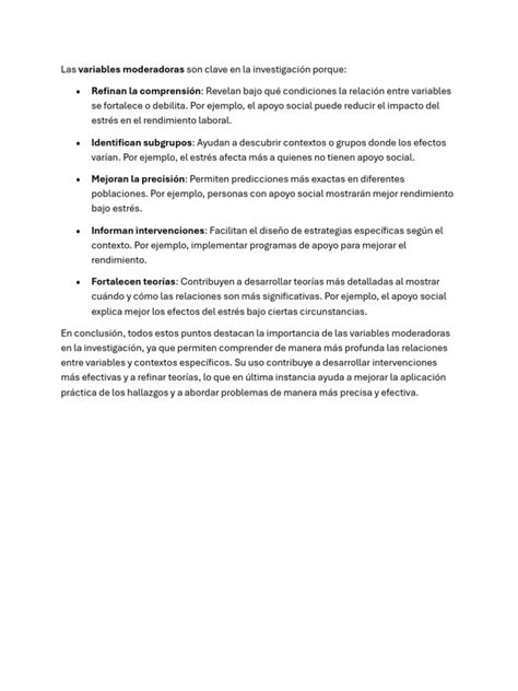 Las Variables Moderadoras Son Clave En La Investigación Porque Pdf