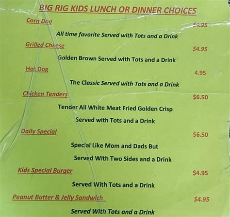 Big Rig 2 Menu Deland Fl