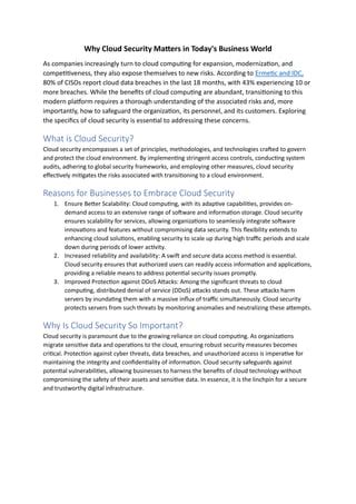 Why Cloud Security Matters In Today S Business World Pdf