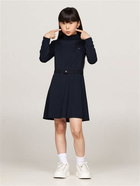 Tommy Hilfiger A Linien Kleid Branded Punto Dress Ls Mit Stehkragen