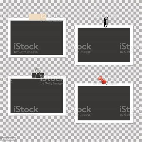 사진 핀 프레임 클립와 회색 배경에 스티커 테이프 벡터 일러스트 레이 션 사진 예술 및 공예제품에 대한 스톡 벡터 아트 및 기타 이미지 사진 예술 및 공예제품 즉석