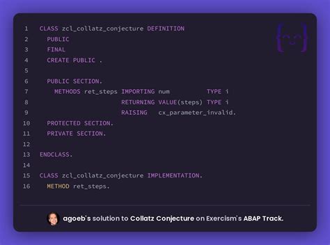 Agoeb S Solution For Collatz Conjecture In Abap On Exercism