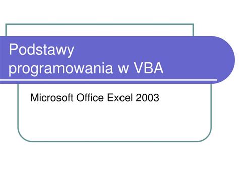 PPT Podstawy Programowania W VBA PowerPoint Presentation Free