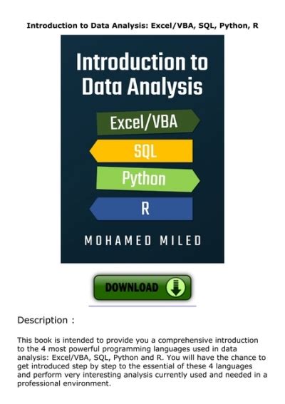 Download Pdf Introduction To Data Analysis Excelvba Sql Python R