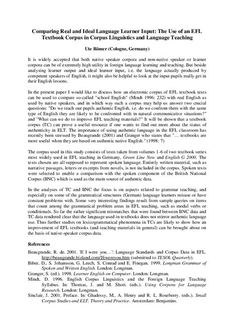 Pdf Comparing Real And Ideal Language Learner Input The Use Of An