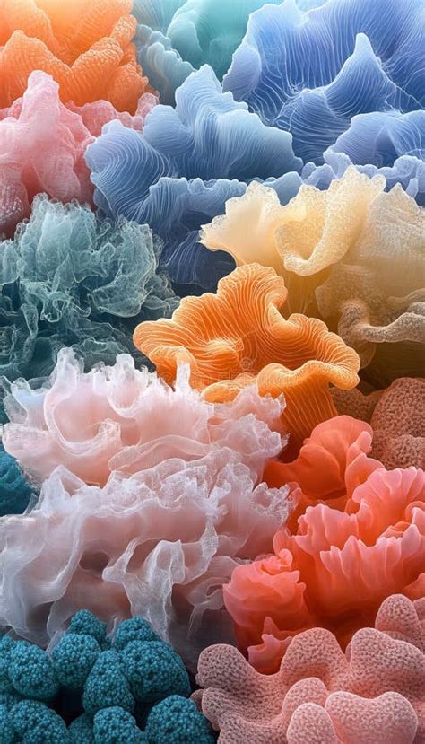 Abstract Explosion Of Colorful Cellular Structures Microscopic View Detailed Textures Stock