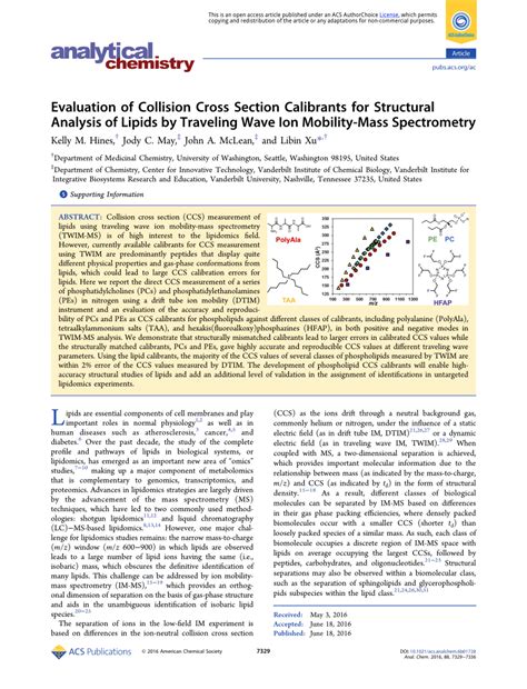 Pdf Evaluation Of Collision Cross Section Calibrants For Structural
