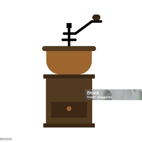 수동 커피 분쇄기 웹 앱과 모바일 컨셉을 위해 흰색 배경에 고립 된 트렌디 한 스타일의 간단한 음식 아이콘 벡터 일러스트레이션