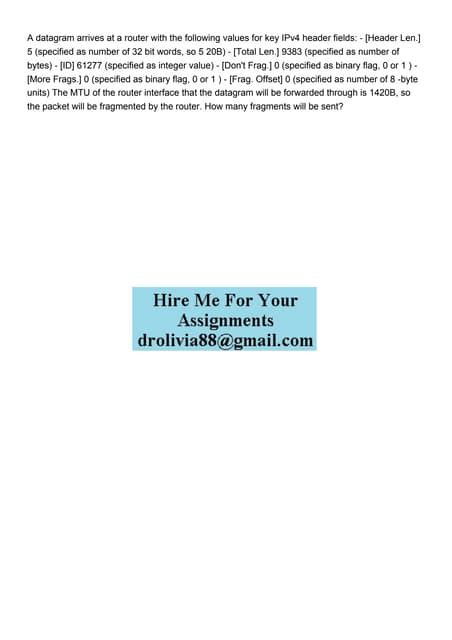 A Datagram Arrives At A Router With The Following Values For Pdf