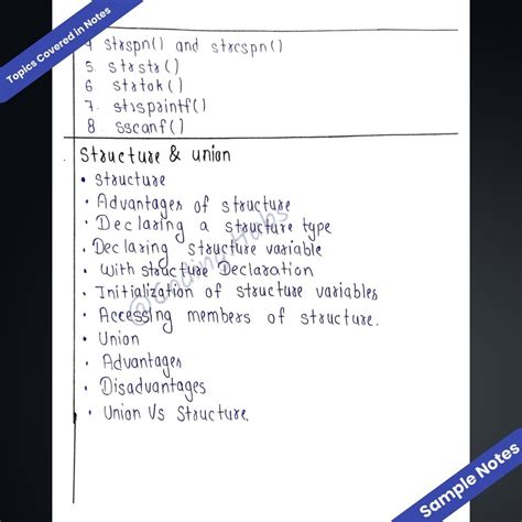 C Handwritten Notes Coding Home