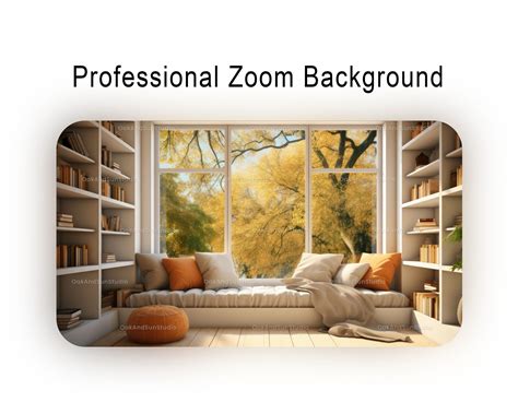 Virtual Background Window Seat Reading Corner Bookcase Autumn Fall