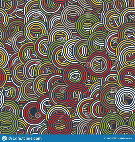 Seamless Concentric Circle In Retro Colors Surface Pattern Design For Print Stock Illustration