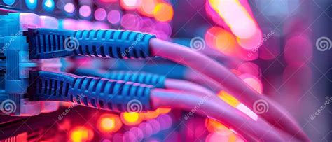 Vibrant Data Flow Network Cables In Action Concept Networking