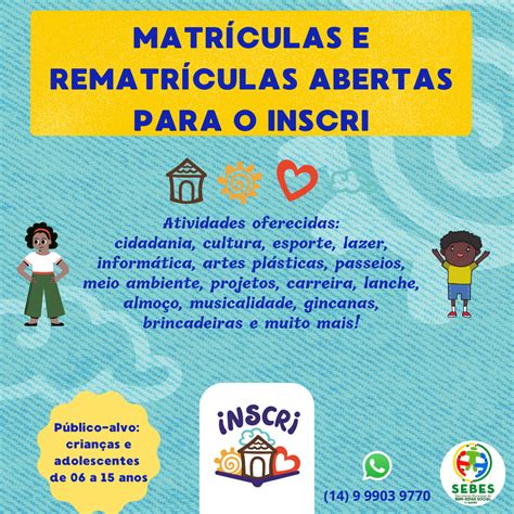 Matrículas e rematrículas abertas