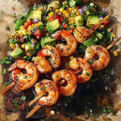 Garlic Butter Grilled Shrimp Skewers Premium Ai Generated Image