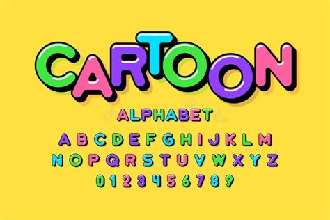 Fonte Colorida Do Estilo Dos Desenhos Animados Ilustração do Vetor