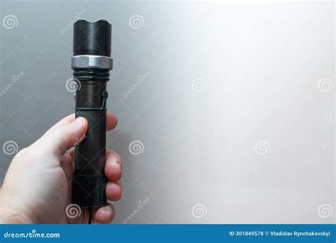 Hand Held Flashlight In A Man S Hand Stock Photo Image Of Foreman