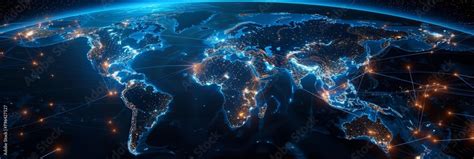 Abstract Representation Of Global Connection Network On A World Map Stock Illustration Adobe Stock