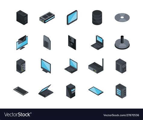 Technology Hardware Device Computer Icons Set Vector Image