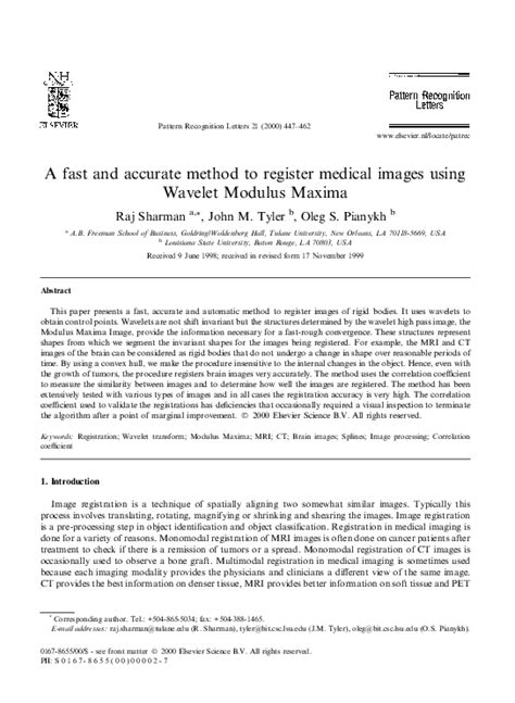 pdf a fast and accurate method to register medical images using