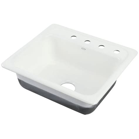 Kohler Mayfield Drop In Cast Iron 25 In 4 Hole Single Bowl Kitchen