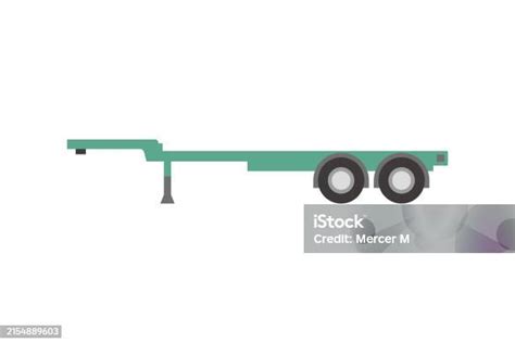 Vector Illustration Of A Gooseneck Trailer Chassis Transporting Ocean