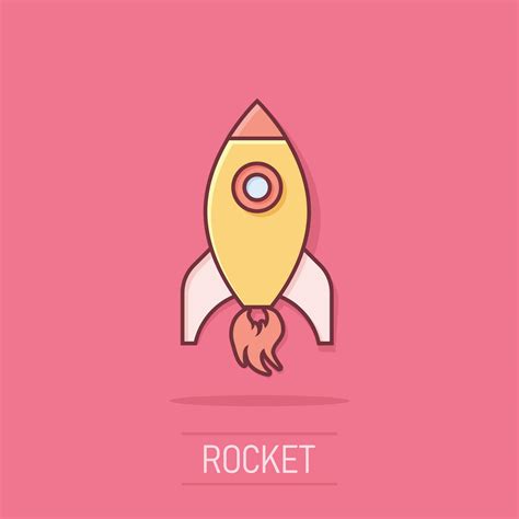 Rocket Space Ship Icon In Comic Style Spaceship Vector Cartoon