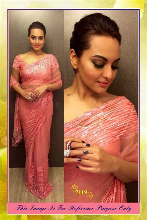 Sonakshi Sinhas Party Wear Pink Saree With Sequin Work Callwhatsapp