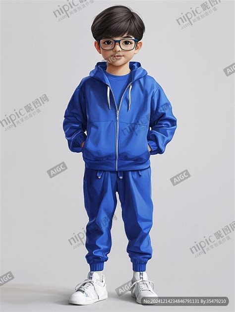 Ai创作图男童卫衣 蓝色运动服 儿童运动休闲服饰 儿童运动休闲服装 蓝色实验服 儿童运动服 男童卫衣外套 男装童装模特 蓝色衣服小男孩 儿童