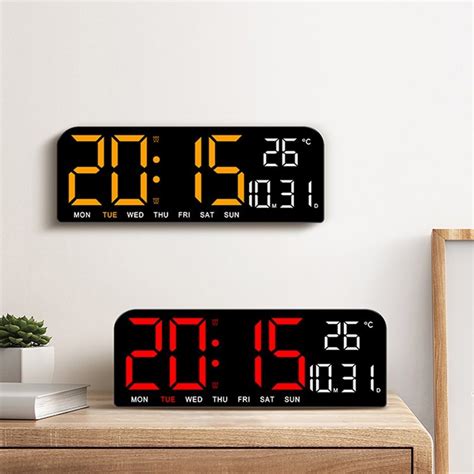 Led Screen Digital Display Desktop Alarm Clock Multifunctional Decoration Wall Clock Red