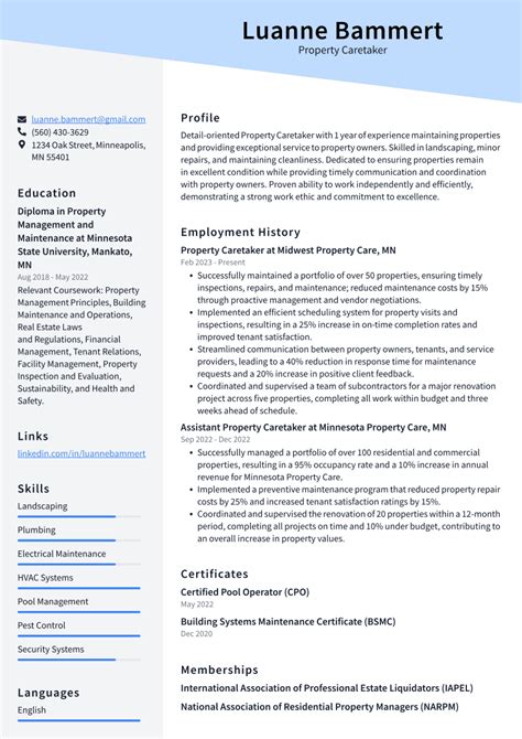 Top 17 Property Caretaker Resume Objective Examples