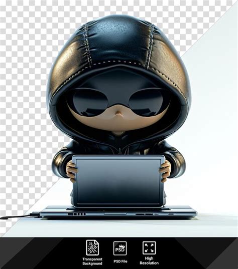 Premium PSD PSD Isolated Hooded Hacker With Computer Transparent Background Clear Background