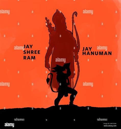 Illustration Of Lord Rama And Hanuman For Shree Ram Navami Celebration