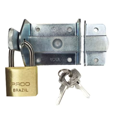 Fecho Trinco Chato 12x5cm Para Portão Com Cadeado Pado 30mmsabra Ferragens