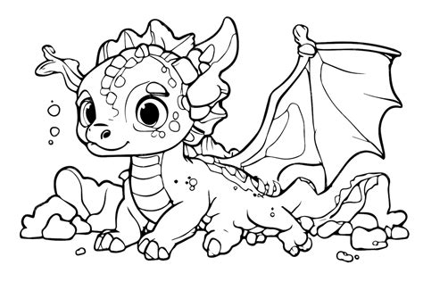 어린이 및 성인 컬러링 책 일러스트레이션용 드래곤 컬러링 페이지 프리미엄 벡터