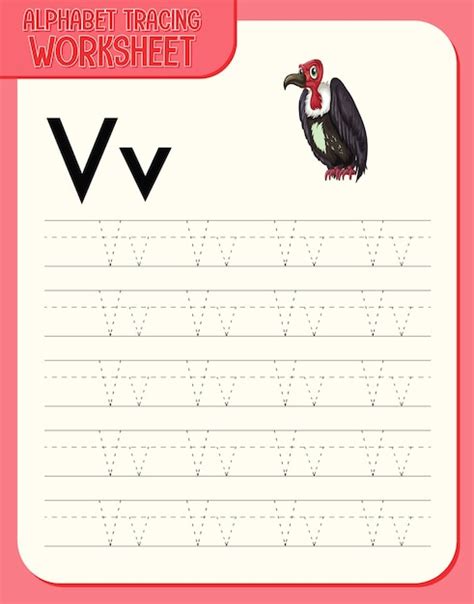 Free Vector Alphabet Tracing Worksheet With Letter V And V