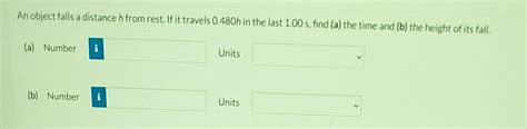 Solved An Object Falls A Distance H From Rest If It Travels