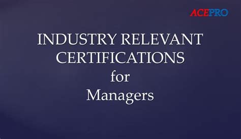 Industry Relevant Certifications For Managers Pdf