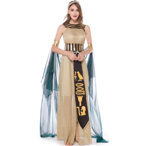 Womens Party Halloween Sexy Golden Egyptian Goddess Cleopatra Dress