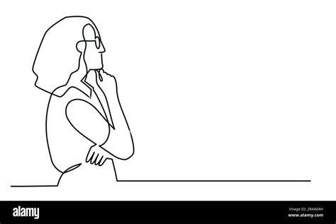 Woman Thinking One Continuous Line Drawing Stock Vector Image And Art