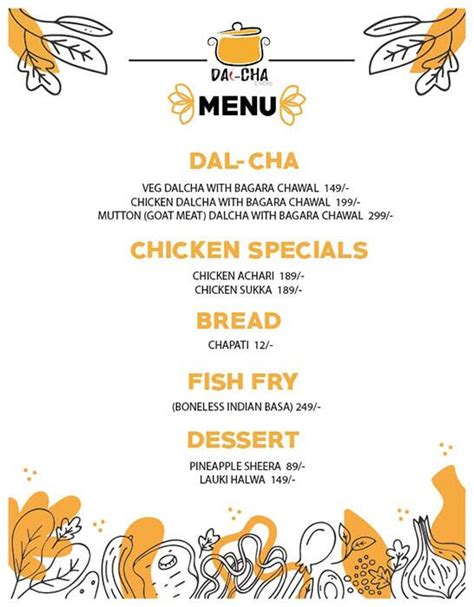 Menu Of Dal Cha And More Viman Nagar Pune