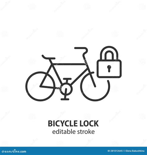 Bicycle Parking Lock Line Icon Bike Padlock Outline Vector Symbol Theft Protection