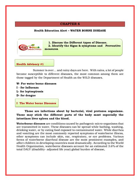 Chapter 6 Water Borne Disease 1 Chapter 6 Health Education Alert