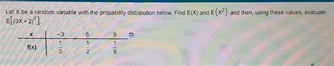 Solved Let X Be A Random Variable With The Probability Chegg