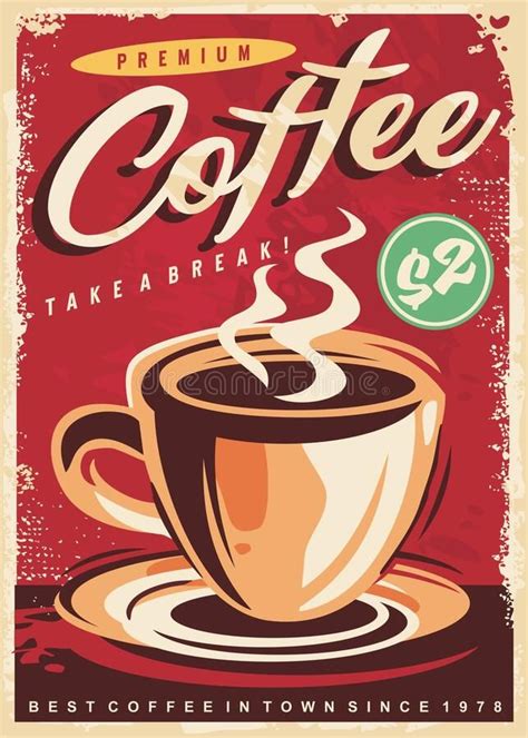 Coffee Retro Poster Design Template Stock Vector Illustration Of Decoration Mocha 240004966