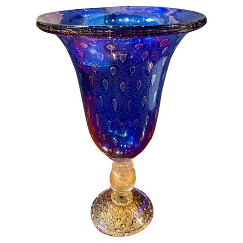 Vintage Blue And Gold Murano Glass Vase Legacy Antiques